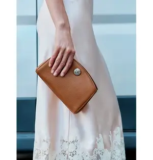 LIFFNER Small Pushlock Leather Clutch - Brown