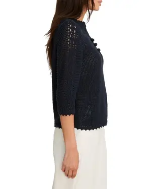 NIC+ZOE Crochet Mesh Sweater - Dark Indigo