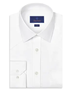 David Donahue Trim Fit Twill Western Shirt - White