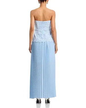 Generation Love Cody Two Tone Lace Pleat Dress - Light Blue/white