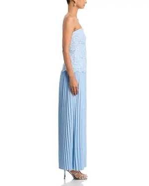 Generation Love Cody Two Tone Lace Pleat Dress - Light Blue/white