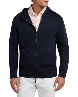 David Donahue Cotton & Silk Blend Zip Hoodie