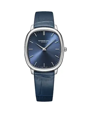 RAYMOND WEIL Quartz Leather Strap Watch, 31mm X 36mm - Blue