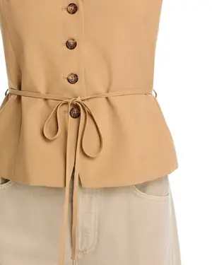 Rag & Bone Paulette Linen Vest - Fawn