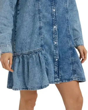 NYDJ Ruffle Hem Denim Shirtdress