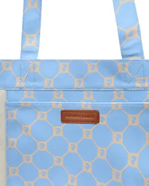 Gerard Darel Lola Monogrammed Canvas Tote Bag - Sky/vanilla