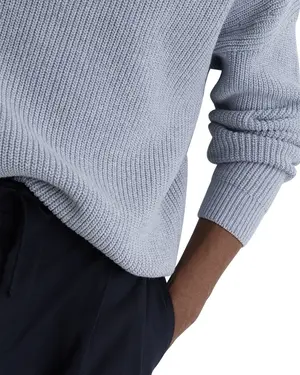 REISS Prop Long Sleeve Half Zip Ribbed Polo Shirt