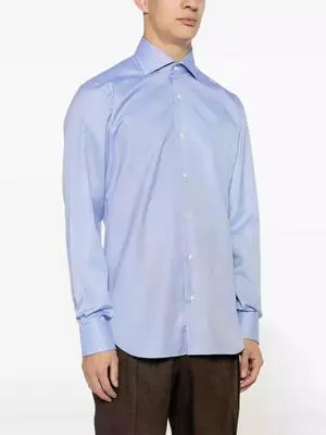 BARBA NAPOLI Cutaway Collar Cotton Shirt