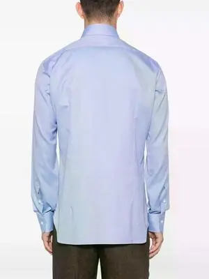 BARBA NAPOLI Cutaway Collar Cotton Shirt