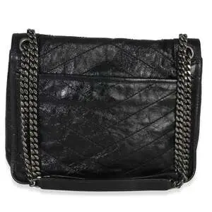 Saint Laurent Matelasse Niki Chain Satchel Crinkled Calfskin - Black