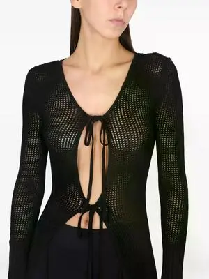 ANDREĀDAMO Perforated Long Cardigan