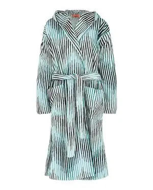 Missoni Arpeggio Hooded Bathrobe - Turqoise/white
