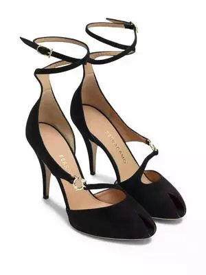 FERRAGAMO 95mm Ankle Strap Peep-toe Pumps