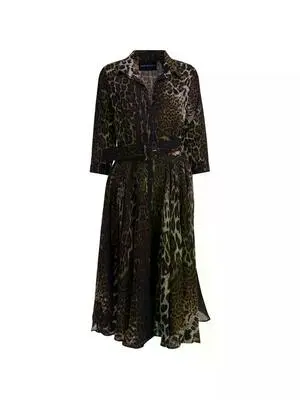 Samantha Sung Leopard Print Belted Midi Dress