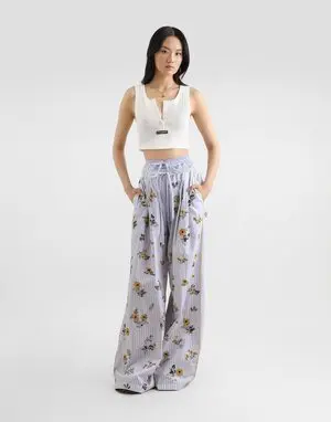 Dolce & Gabbana Floral Embroidered Poplin Trousers