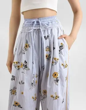 Dolce & Gabbana Floral Embroidered Poplin Trousers