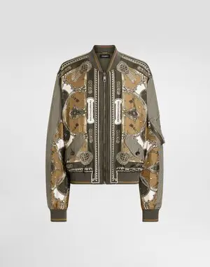 Dolce & Gabbana Cargo-print Oversized Twill Bomber Jacket