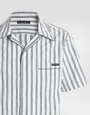 Dolce & Gabbana Crinkled Striped Poplin Hawaii Shirt