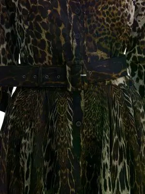 Samantha Sung Leopard Print Belted Midi Dress