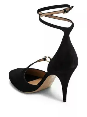 FERRAGAMO 95mm Peep-toe Pumps With Ankle Strap