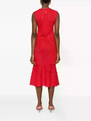 JIL SANDER Cotton Knit Dress With Pom-pom Trim