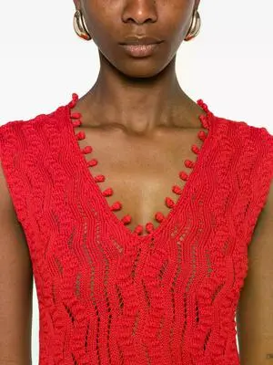JIL SANDER Cotton Knit Dress With Pom-pom Trim