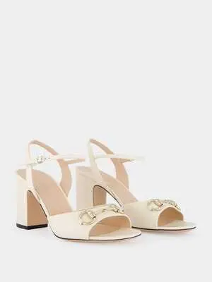 Gucci Leather Horsebit Sandals - White
