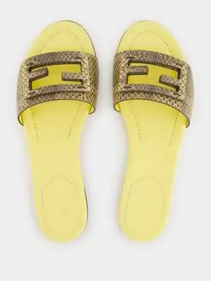 Fendi Ayers Baguette Slides - Yellow