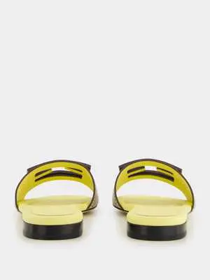 Fendi Ayers Baguette Slides - Yellow