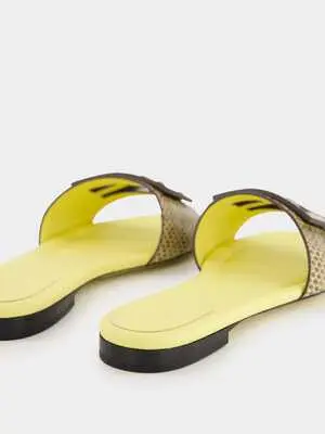 Fendi Ayers Baguette Slides - Yellow
