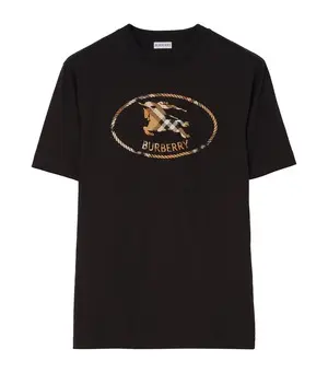 Burberry Check Ekd Embroidered T-shirt - Black