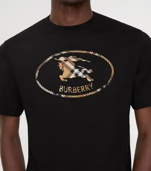 Burberry Check Ekd Embroidered T-shirt - Black