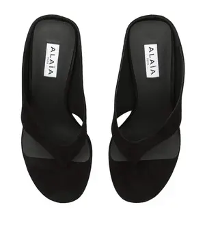 Alaïa Suede Cube Wedge Sandals 75 - Black