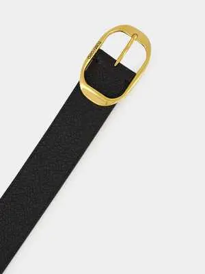 TOM FORD Grain Leather Oval Buckle Belt