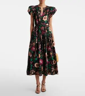 Ulla Johnson Marin Floral Cotton Poplin Midi Dress - Multicoloured