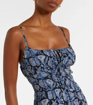 Ulla Johnson Aydin Floral Cotton-blend Midi Dress - Blue