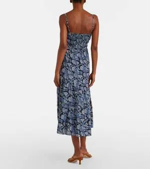 Ulla Johnson Aydin Floral Cotton-blend Midi Dress - Blue