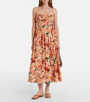 Ulla Johnson Vidri Floral Cotton Poplin Midi Dress - Multicoloured