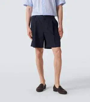 Brioni Linen And Cotton Shorts - Blue