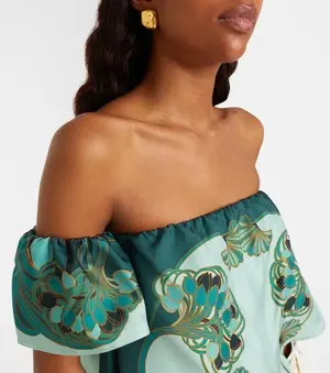 La DoubleJ Sand Dollar Printed Silk Top - Green