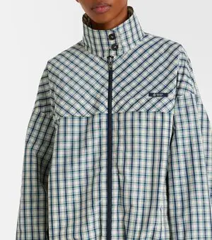 Prada Checked Cotton-blend Chambray Jacket - Blue