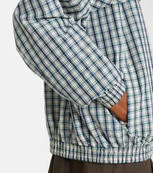 Prada Checked Cotton-blend Chambray Jacket - Blue