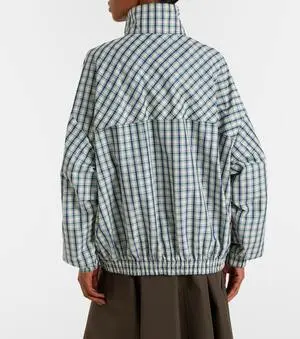 Prada Checked Cotton-blend Chambray Jacket - Blue