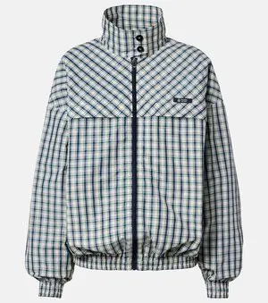 Prada Checked Cotton-blend Chambray Jacket - Blue