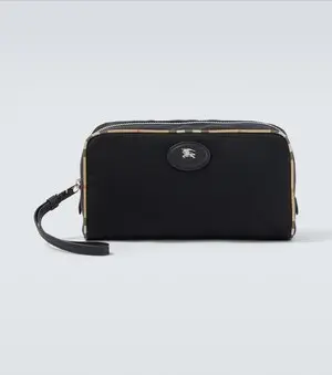 Burberry Canvas Pouch With Leather Trim - Black