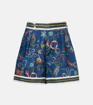 ALEMAIS Cove Printed Linen Shorts - Blue