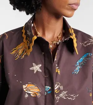 ALEMAIS Alémais Printed Cotton Bowling Shirt - Brown