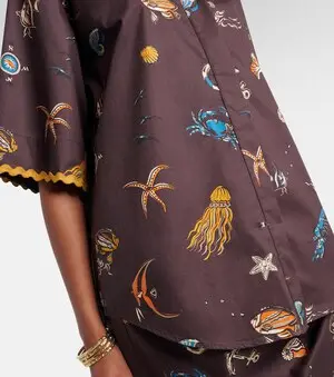 ALEMAIS Alémais Printed Cotton Bowling Shirt - Brown