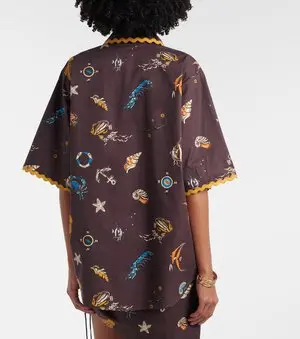 ALEMAIS Alémais Printed Cotton Bowling Shirt - Brown