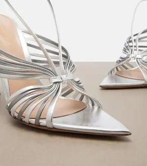 GIANVITO ROSSI Metallic Leather Slingback Sandals - Silver